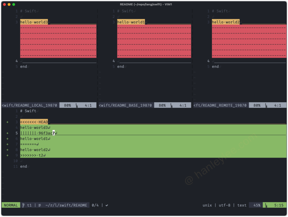 使用 Macvim Gvim 作为 Git 冲突解决工具 Mergetool 闪耀旅途